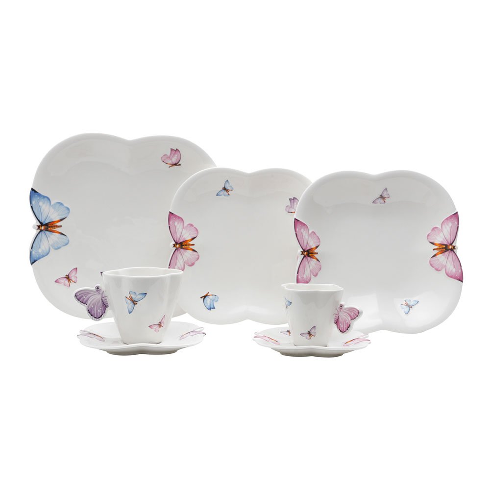 Jogo Jantar 42 Pcs Porcelana Borboletas 17206 Wolff Francói Presentes