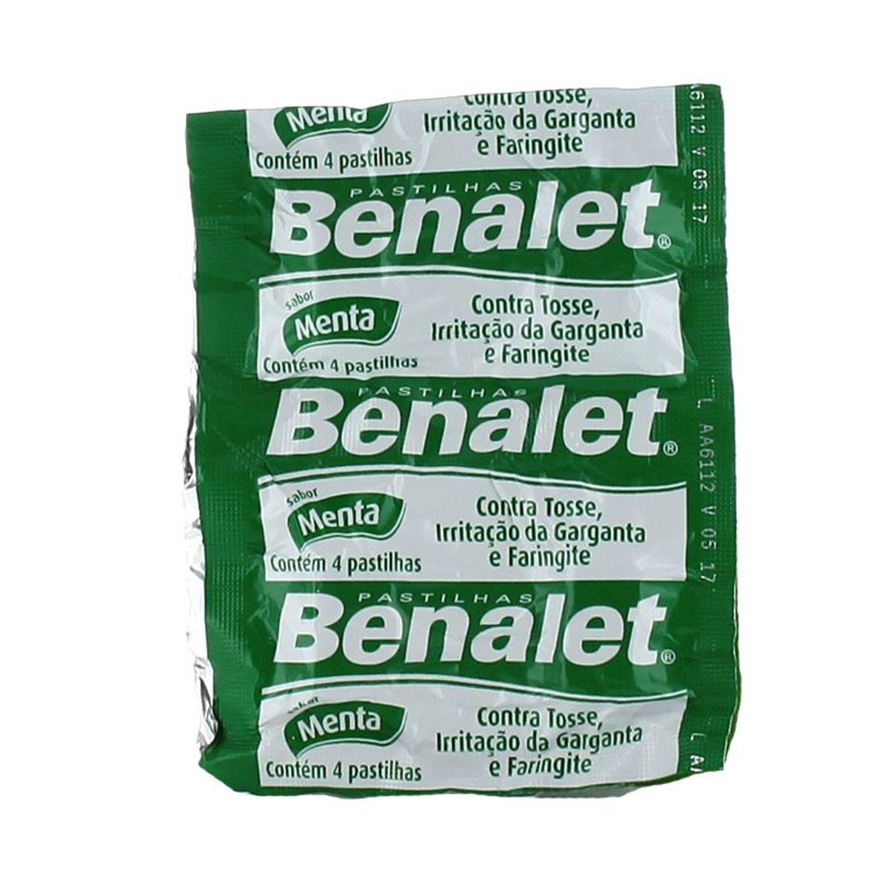 Benalet 5mg + 50mg + 10mg, cartela com 4 pastilhas, sabor menta Benalet 5mg + 50mg + 10mg, cartela com 4 pastilhas, sabor menta